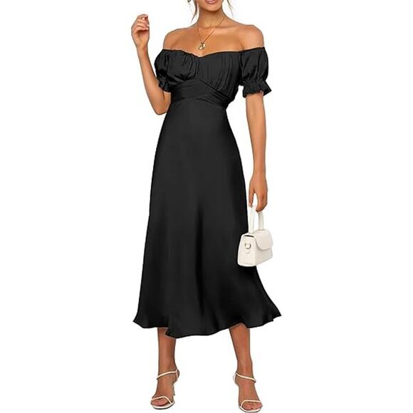 kirundo | Dresses | Kirundo 224 Satin Midi Dress Off Shoulder Wrap ...